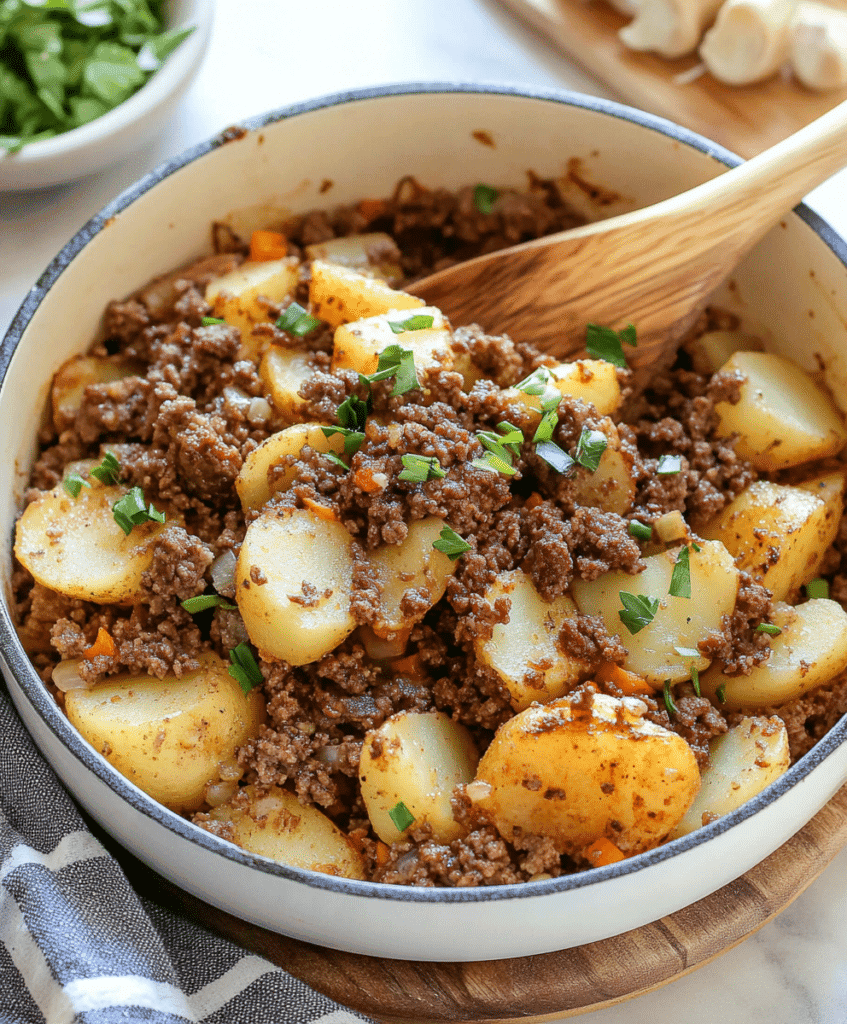Ground Beef And Potatoes Skillet Recipe - sarahrecipes.com