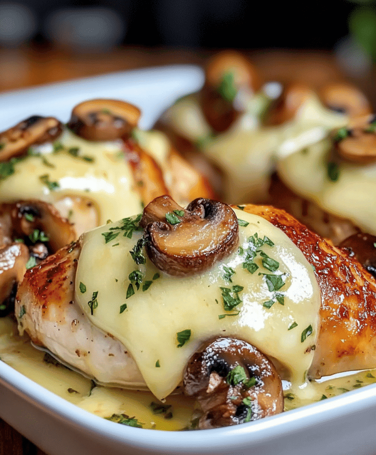 Cheesy Garlic Butter Mushroom Stuffed Chicken Recipe - sarahrecipes.com